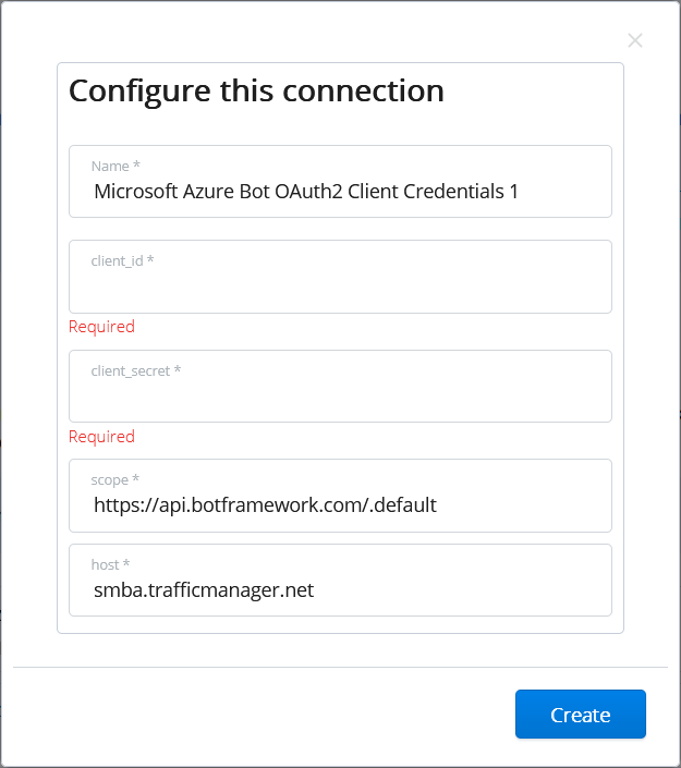 Create Microsoft Azure Bot Integration